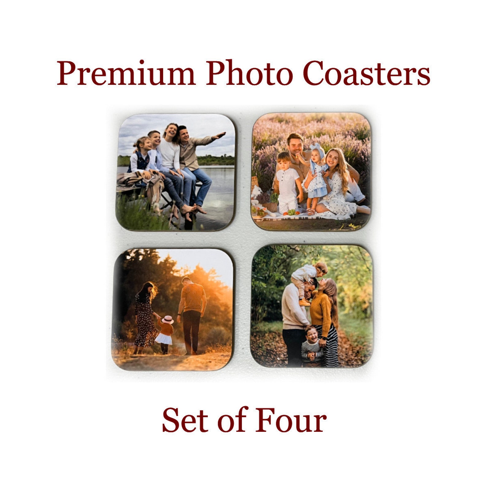 Photo Coasters Set - Family Photo Coasters - Custom Picture Coasters ...