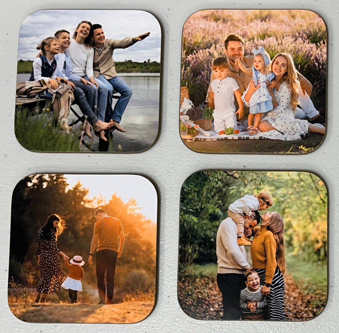 Photo Coasters Set - Family Photo Coasters - Custom Picture Coasters ...