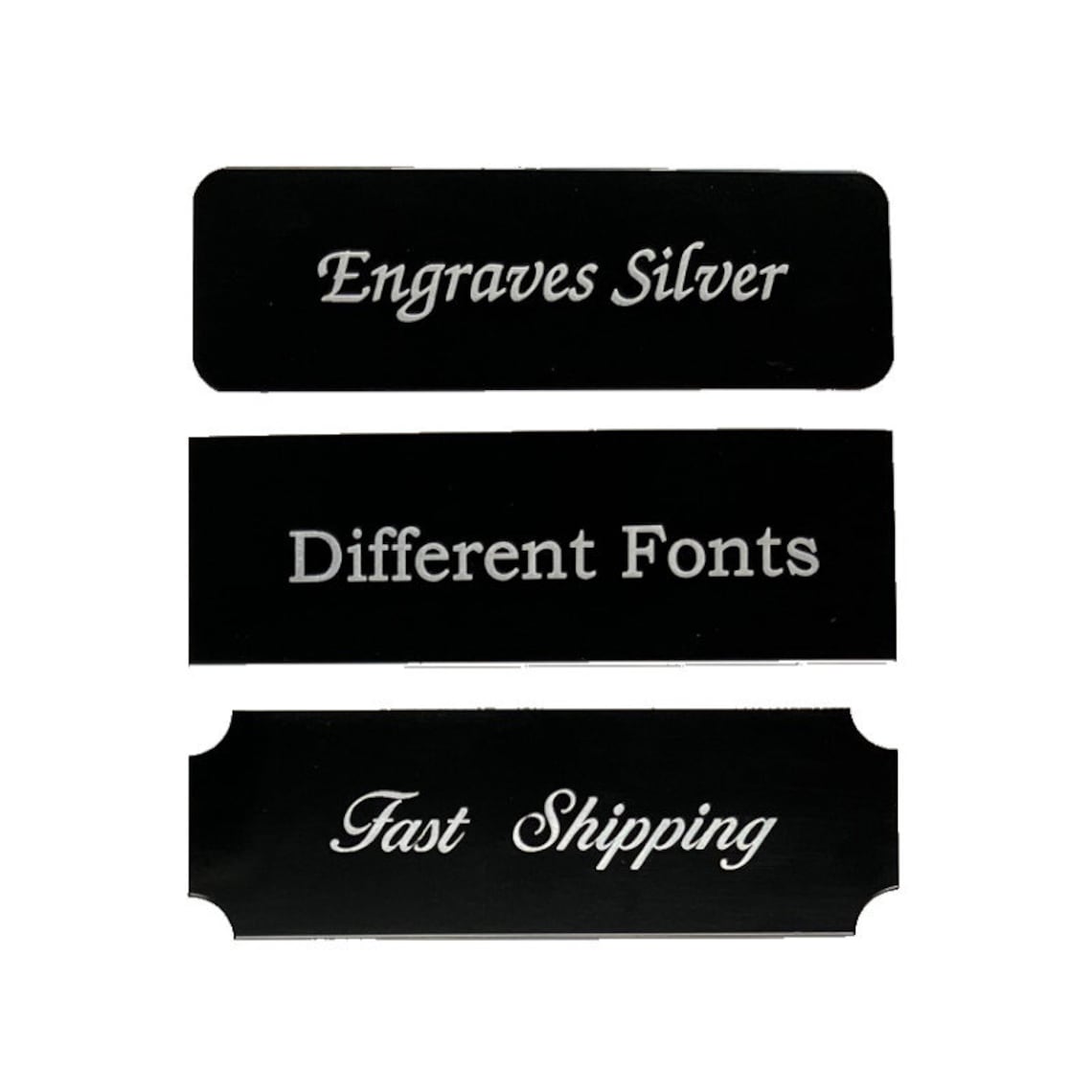 Black & Silver Metal Name Plate - Metal Sign - Picture Frame Plate ...