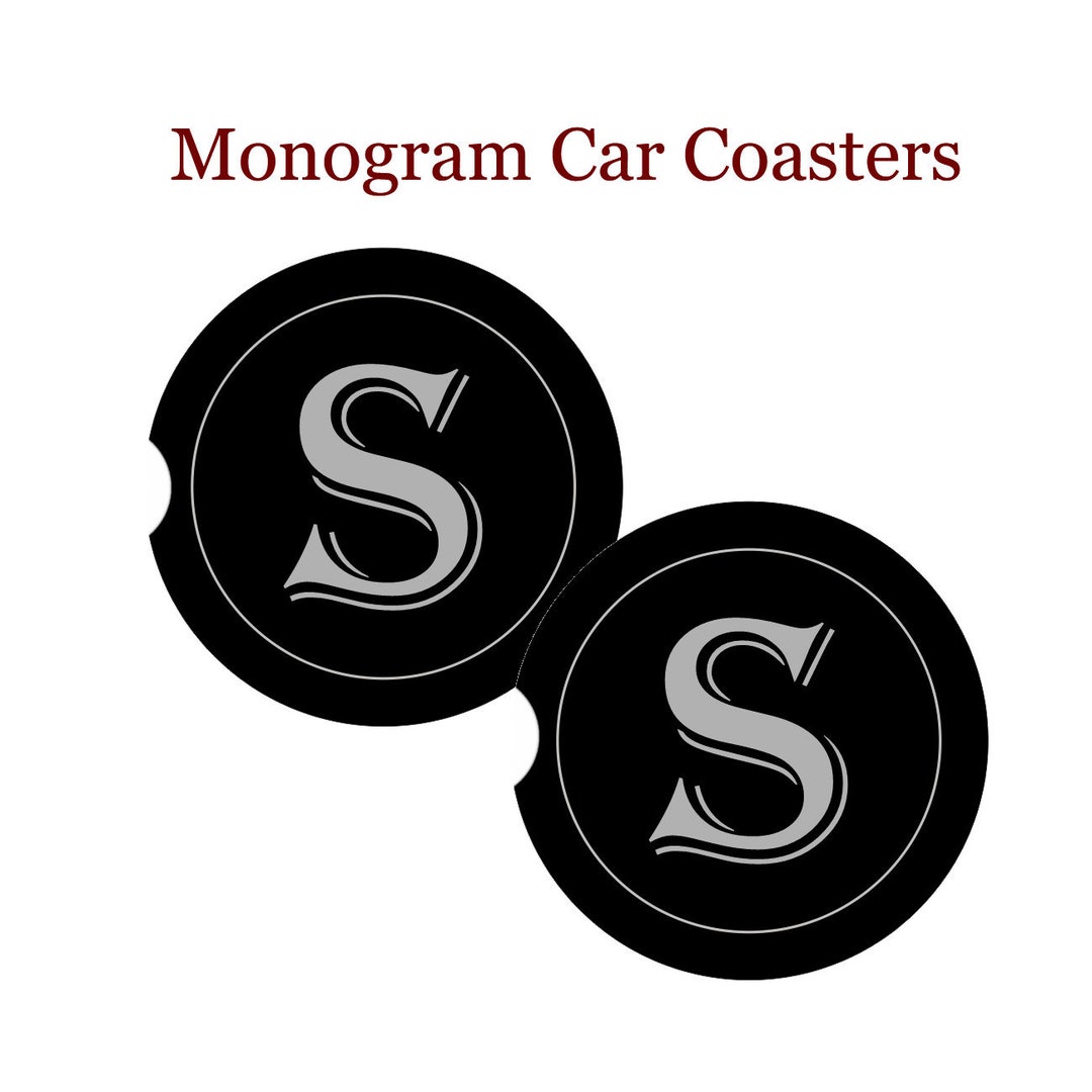 Monogram Car Coaster Set - Car Accessories for Men - Women - Black ...