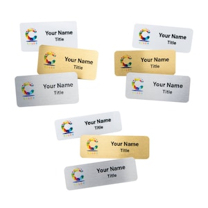 Full Color Business Name Tags With Logo Custom Name Badges for Employee ...