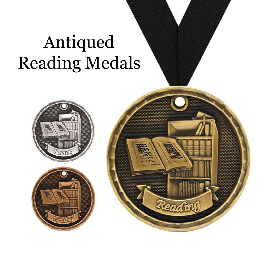 Reading Award Medals - Gold Reading Medallion - Gift for Students ...