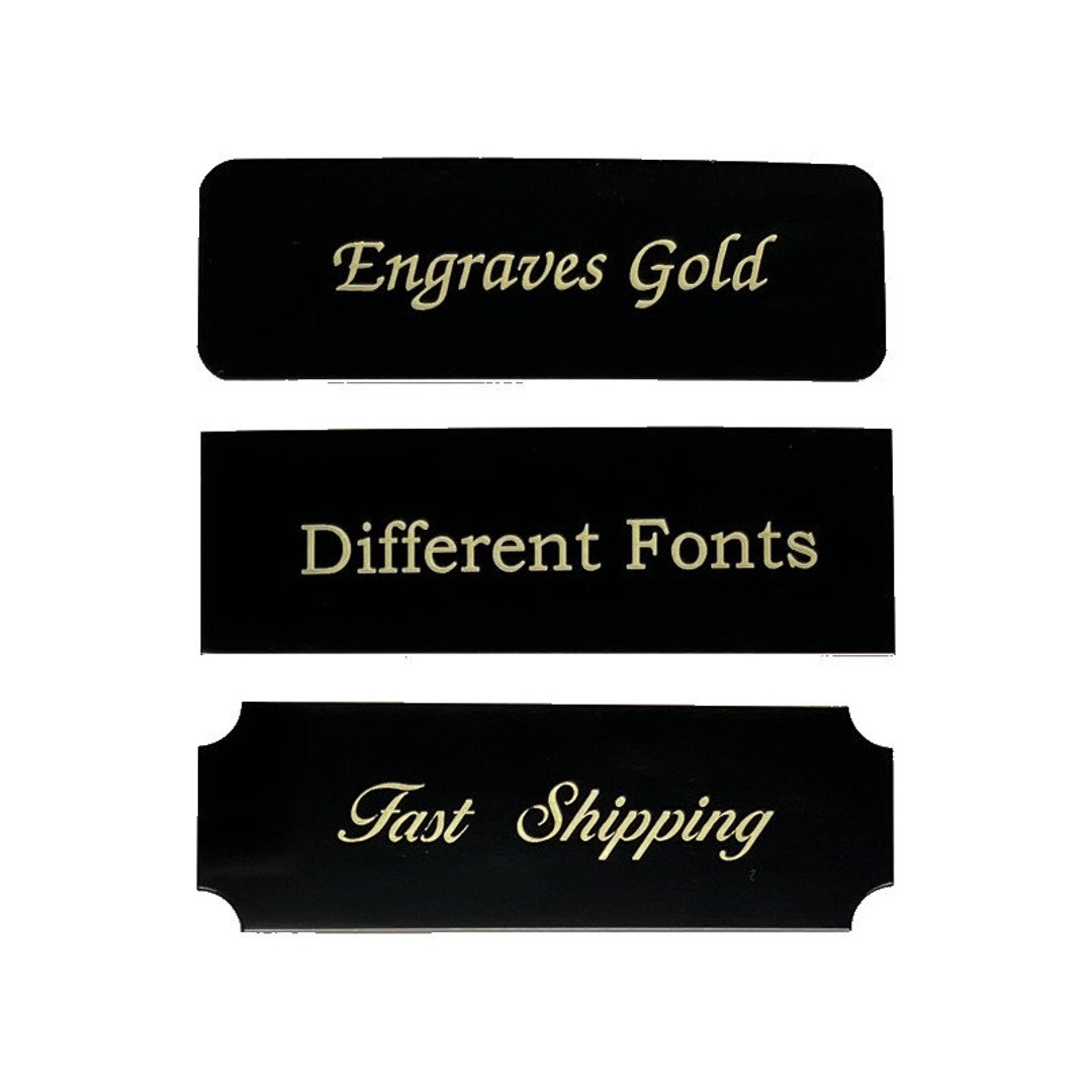 Black & Gold Metal Name Plate - Metal Sign - Picture Frame Plate ...