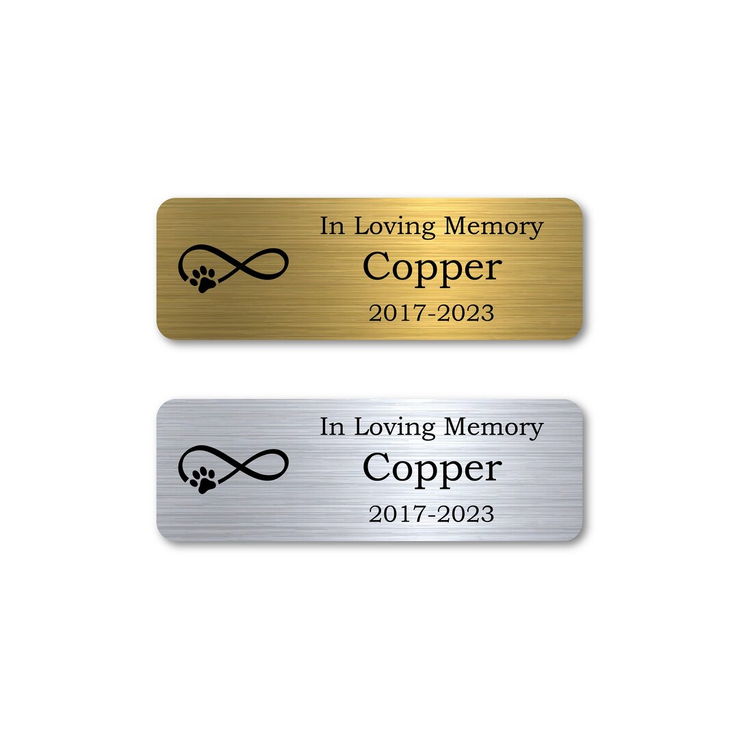 Name Plate for Pet Urn - Engraved Metal Plates - Gold and Silver ...