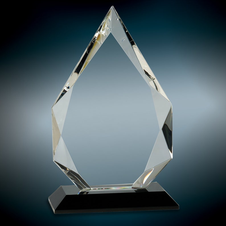 10" Crystal Award Trophy - Crystal Glass Trophy - Personalized ...