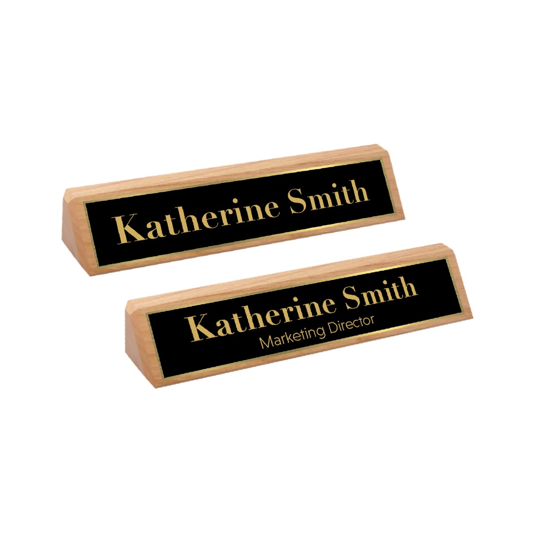 Desk Name Plate - Custom Engraved Name Sign - Personalized Wood Desk ...