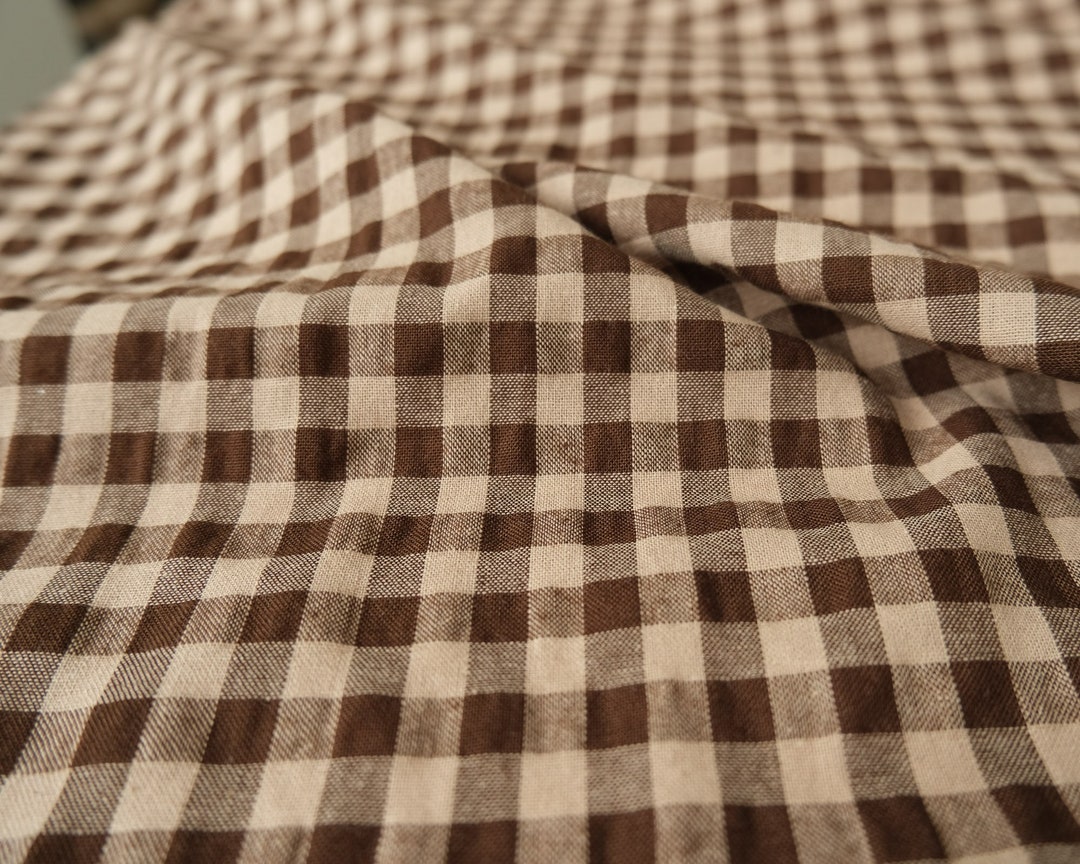 Teak 3/8" Gingham Textured Cotton - Brown Check Fabric by the Yard - Etsy