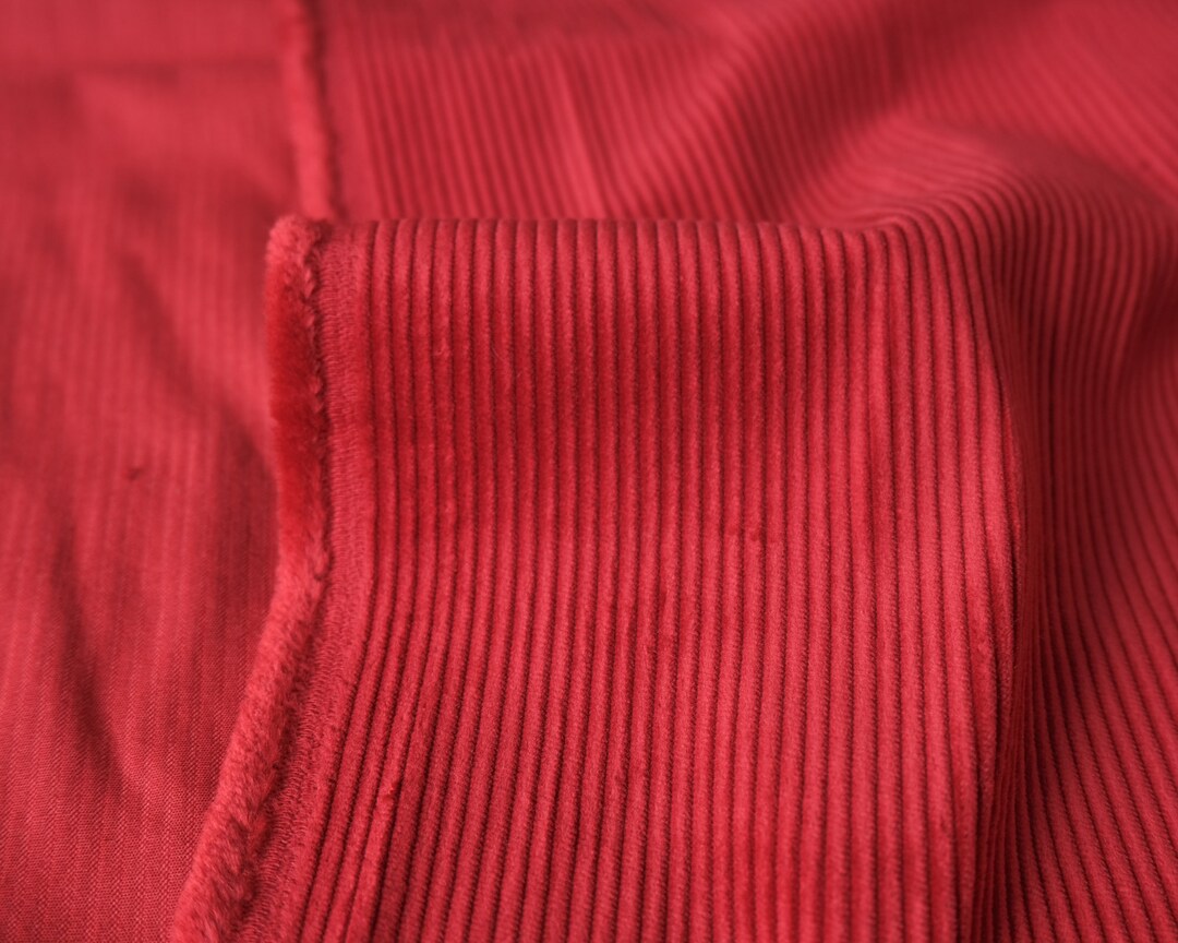 Red 8W - Cotton Corduroy Fabric - Deadstock Fabric by the Yard - Etsy