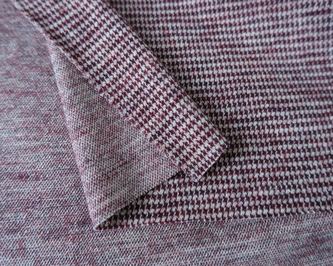 Maroon Mini Houndstooth Wool Sweater Knit - 6.6 Oz - Deadstock Fabric ...