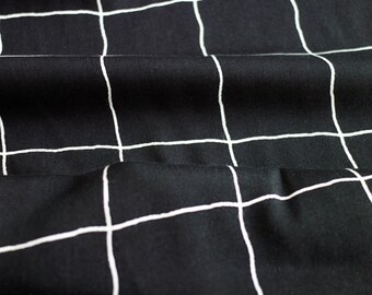 Black Grid Fabric | Etsy