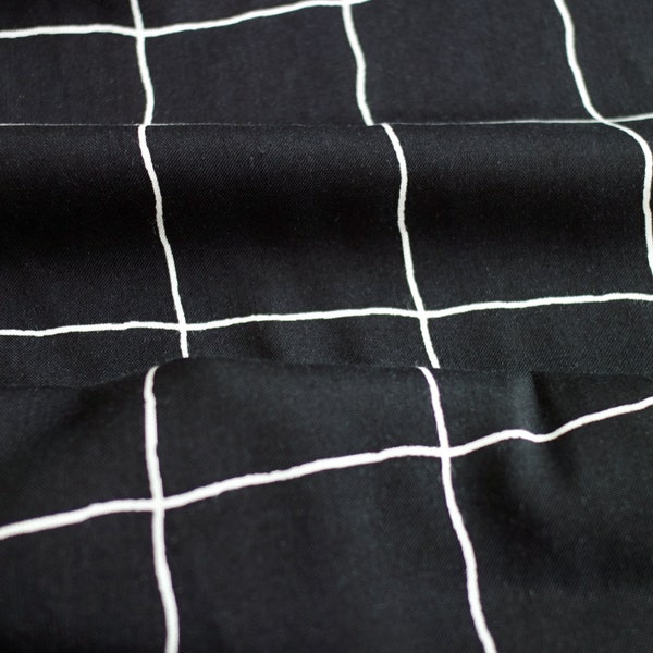 Black and White Check Fabric - Etsy