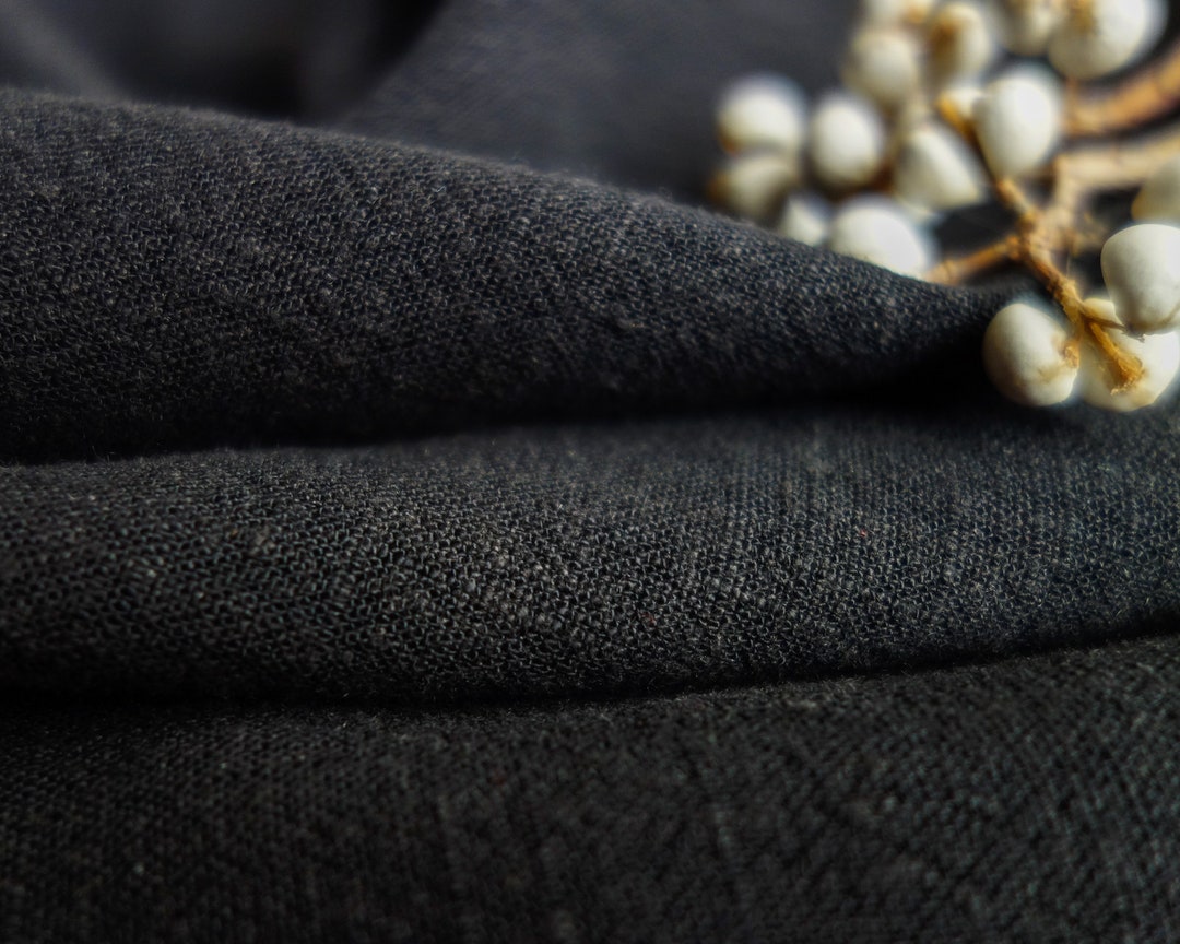 Black Viscose Linen Slub - Nubby Slub Fabric by the Yard - Etsy