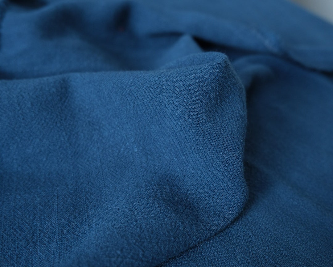 Steel Blue Viscose Linen Slub Fabric by the Yard - Etsy