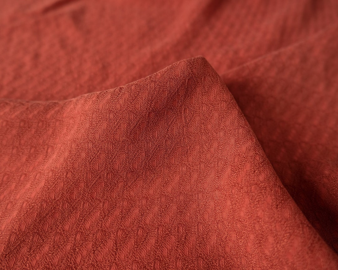 Burnt Henna Cupro Jacquard Fabric Teardrop Pattern Deadstock Fabric by ...