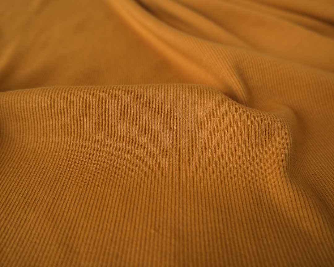 Ochre Organic Cotton Rib Knit Fabric by the Yard - Etsy