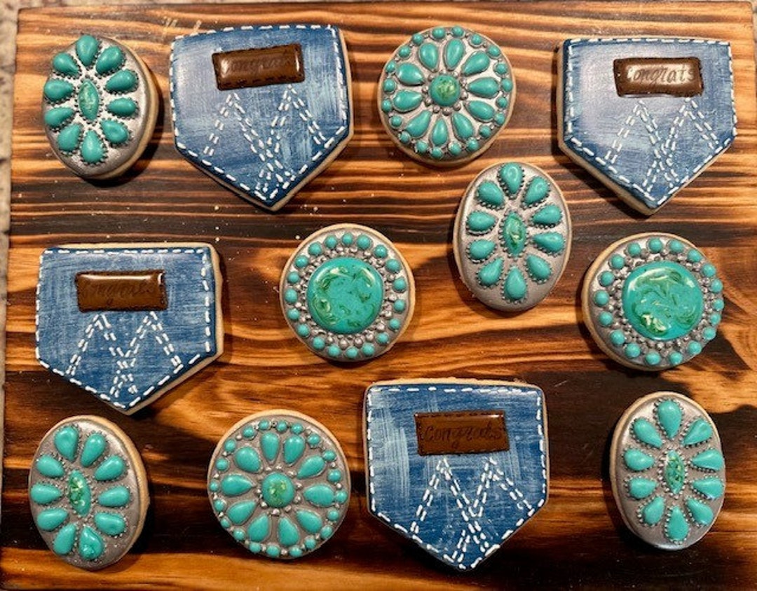 Western Turquoise Jewelry Cookies - Etsy