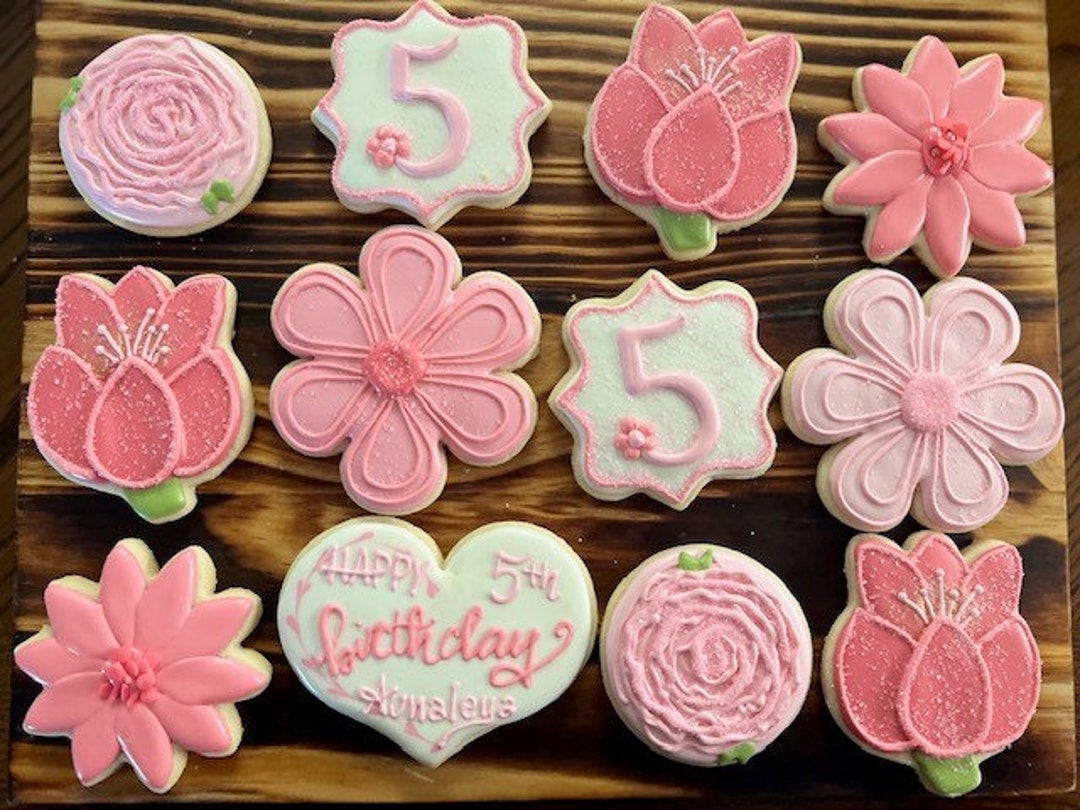 Flower Themed Birthday Cookies - Etsy
