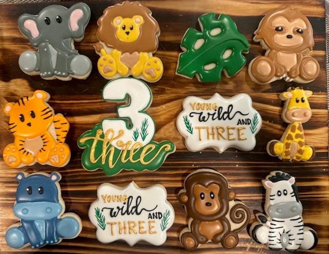 Wild and Three Birthday Cookies - Etsy