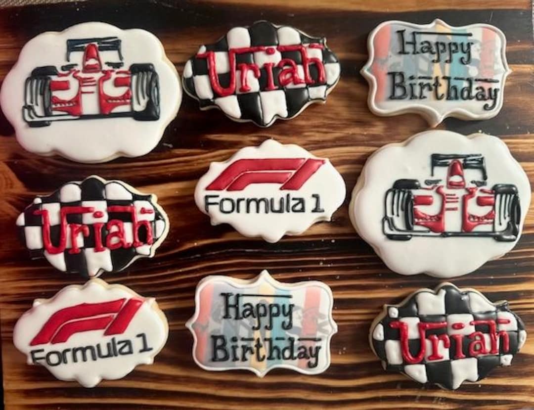 Formula One Race Car Birthday Cookies - Etsy
