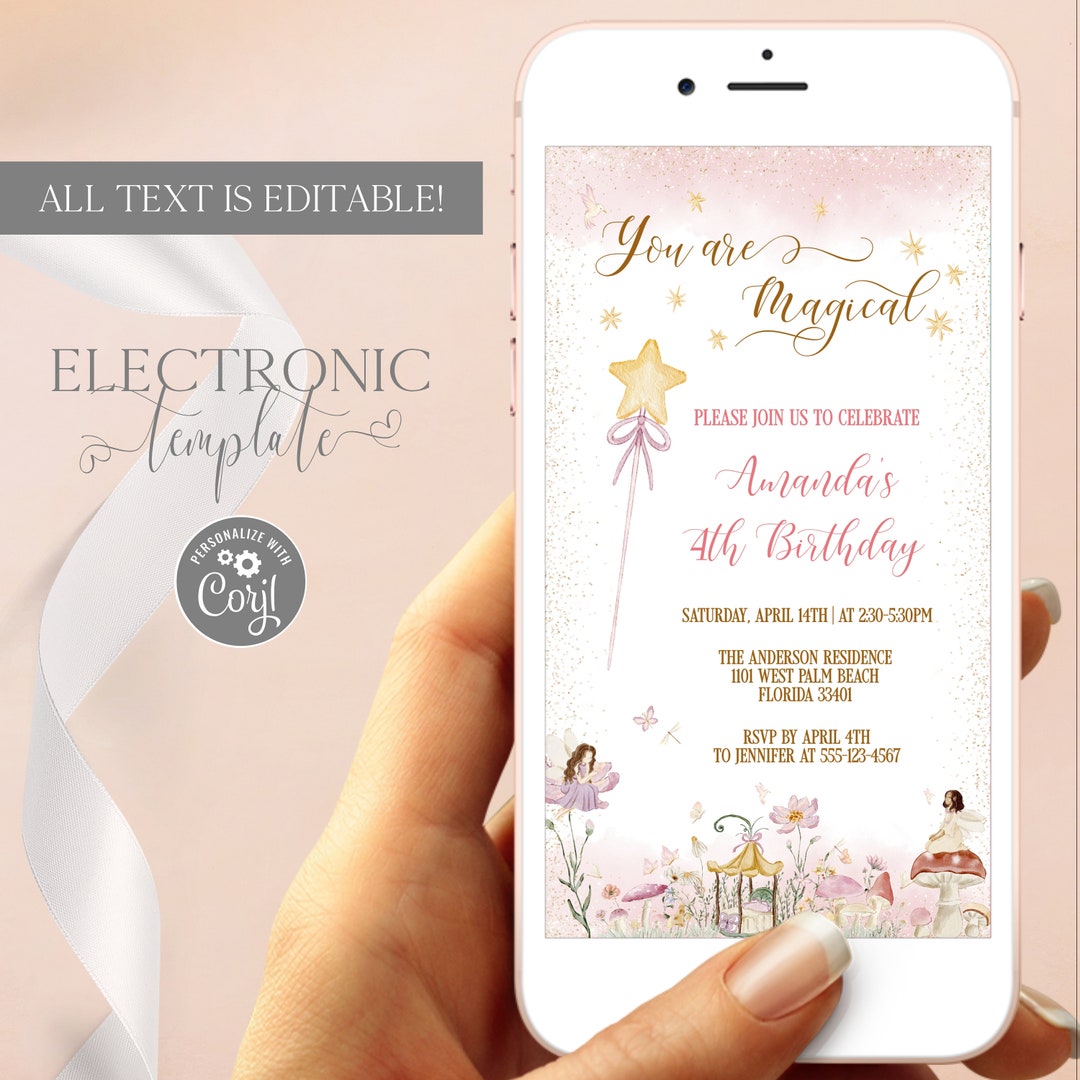 Magical Birthday Invite by Text, Fairy Garden Birthday Evite, Magic ...