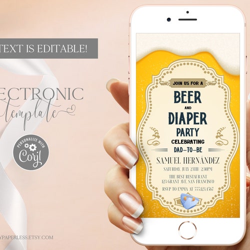 Diaper Keg Invitation Editable Baby Shower Invitation Template - Etsy