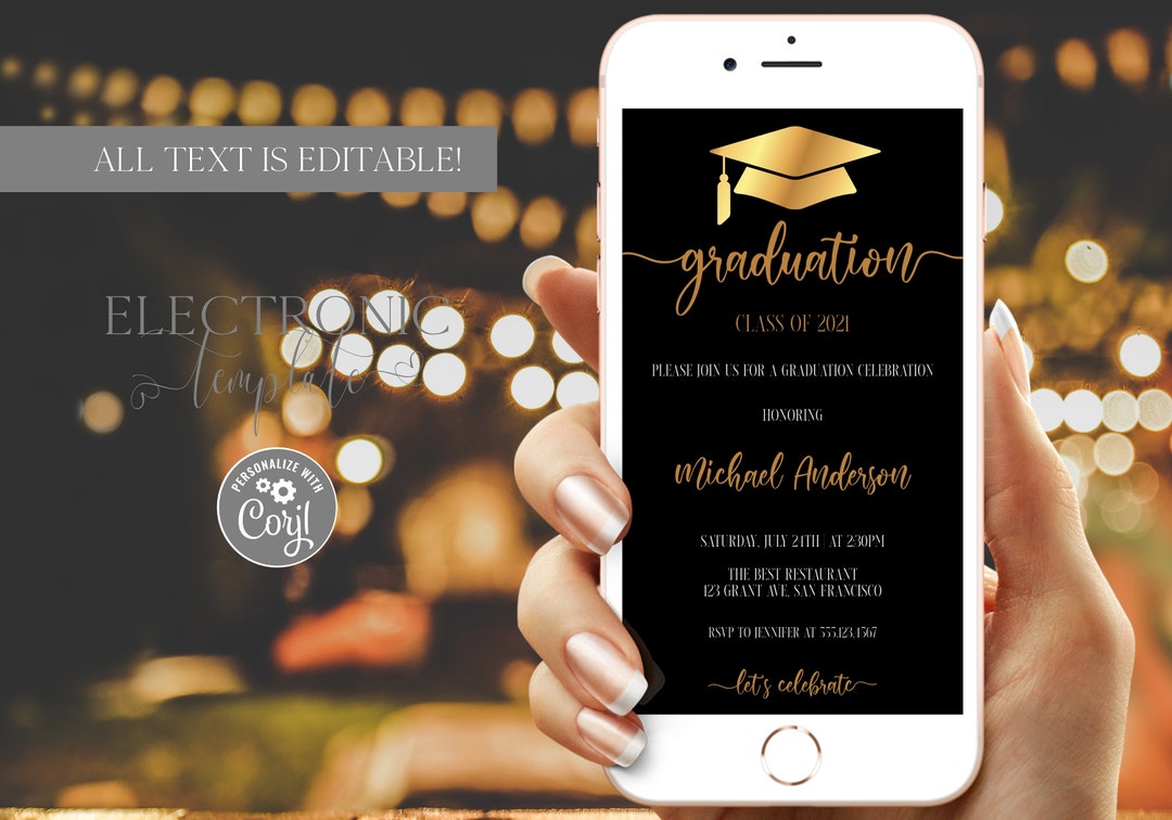 Graduation Party Evite, Grad Party Phone Invitation Template, Class of ...