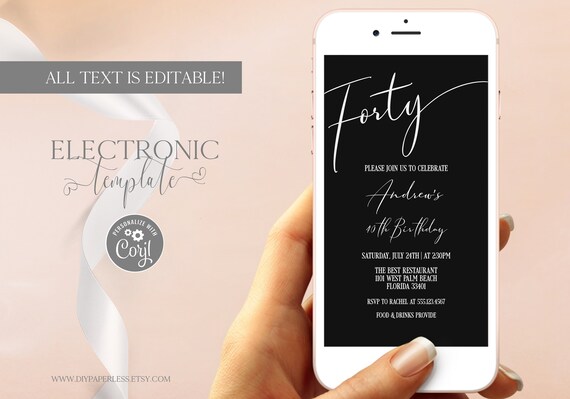 Electronic Birthday Party Invitation Template Editable Digital | Etsy