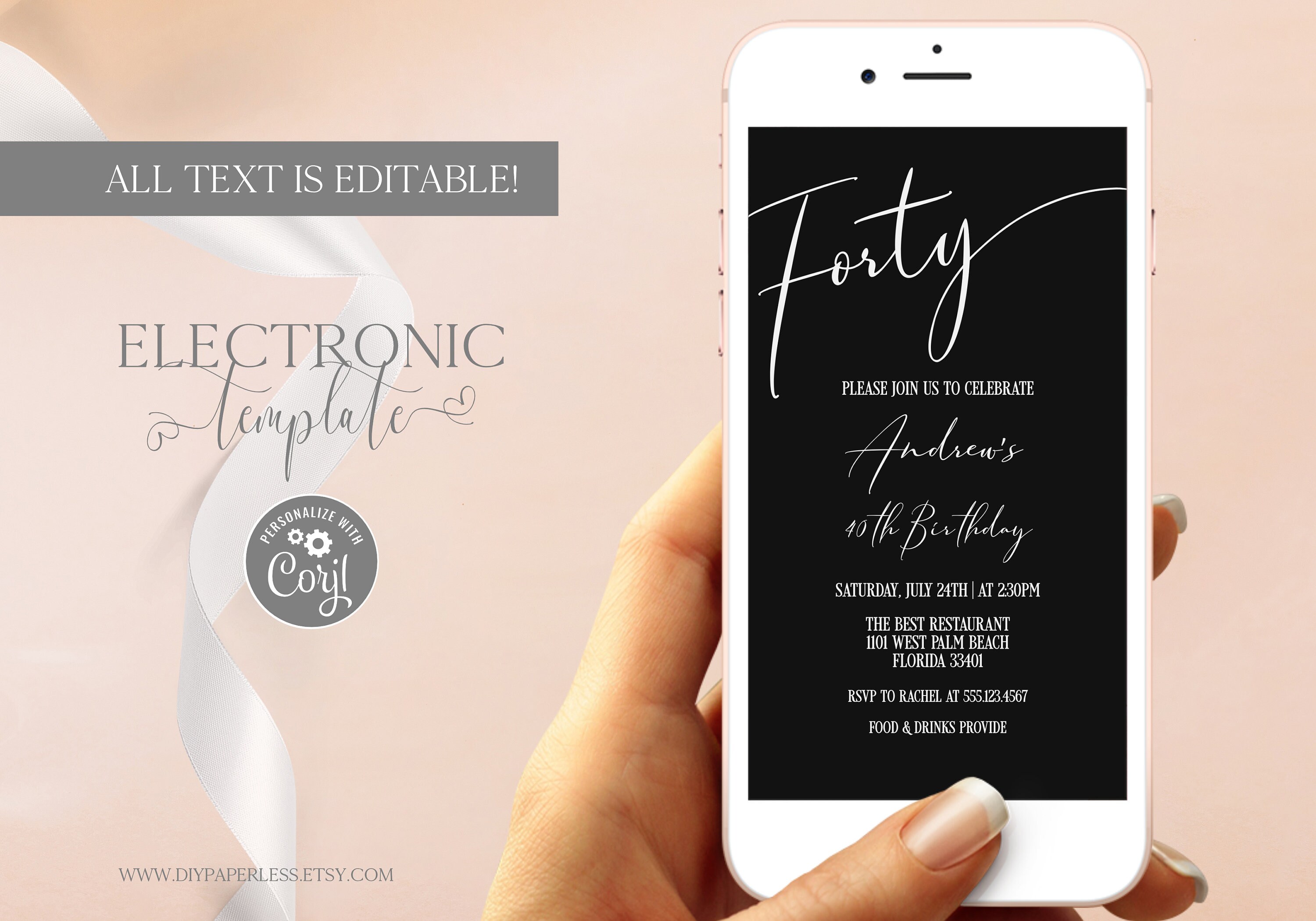 Electronic Birthday Party Invitation Template Editable Digital | Etsy