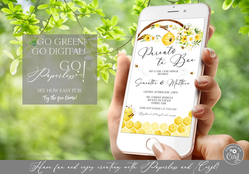 Parents to Bee Baby Shower Invitation Template Editable | Etsy