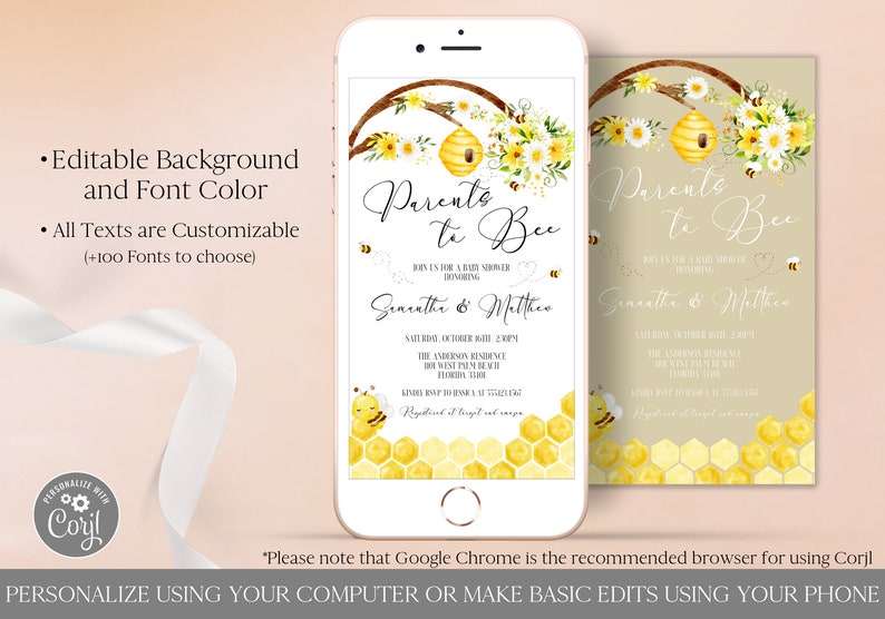Parents to Bee Baby Shower Invitation Template Editable | Etsy