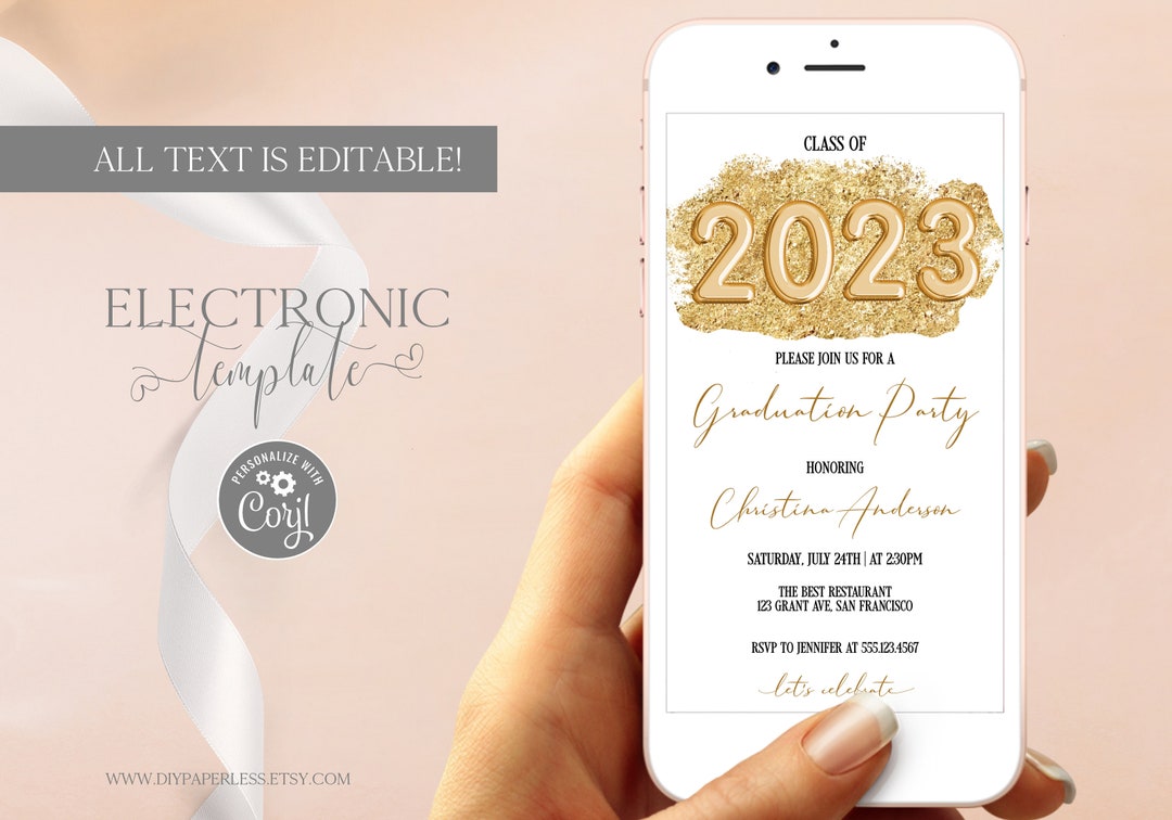 Graduation Invitation 2023 by Text, Electronic Graduation Party ...
