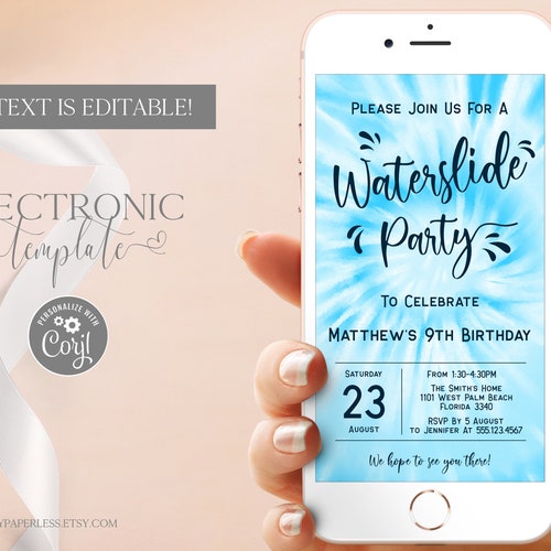 Inflatable Water Slide Birthday Party Invitation - Etsy