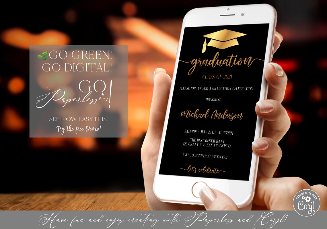 Graduation Party Evite Grad Party Phone Invitation Template | Etsy