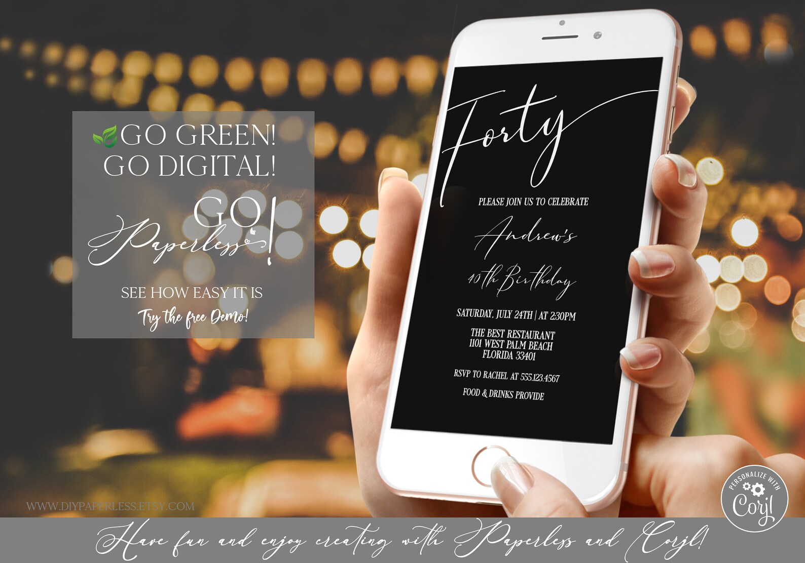 Electronic Birthday Party Invitation Template Editable Digital | Etsy