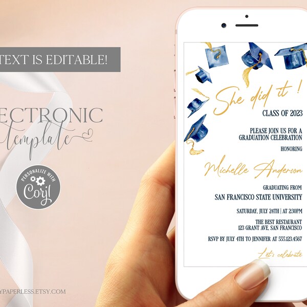 She Did It Graduation Invitation - Etsy