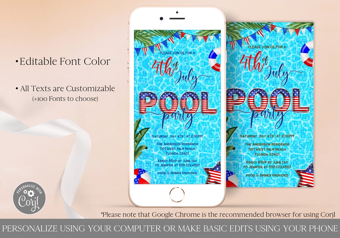 4th of July Pool Party Invitation by Text Fourth of July Pool - Etsy