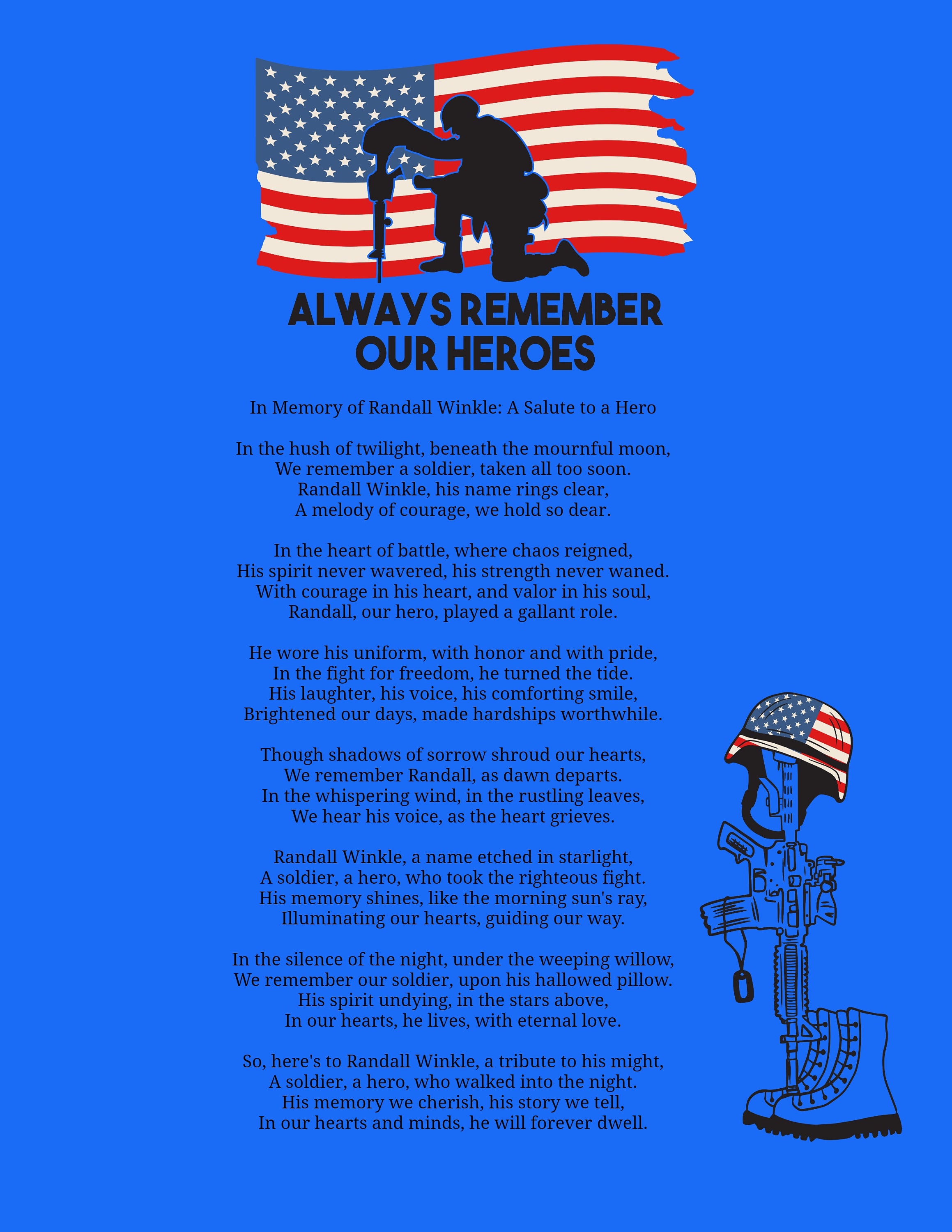 Custom Memorial Poem - Always Remember Our Heroes - Etsy