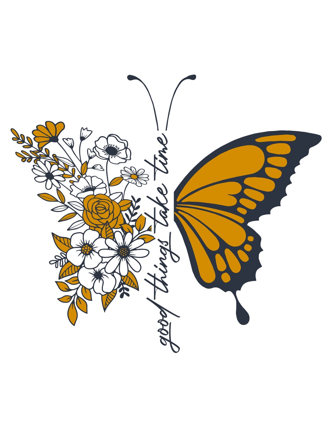 Quote Good Things Take Time Butterfly Flower Bouquet - Etsy
