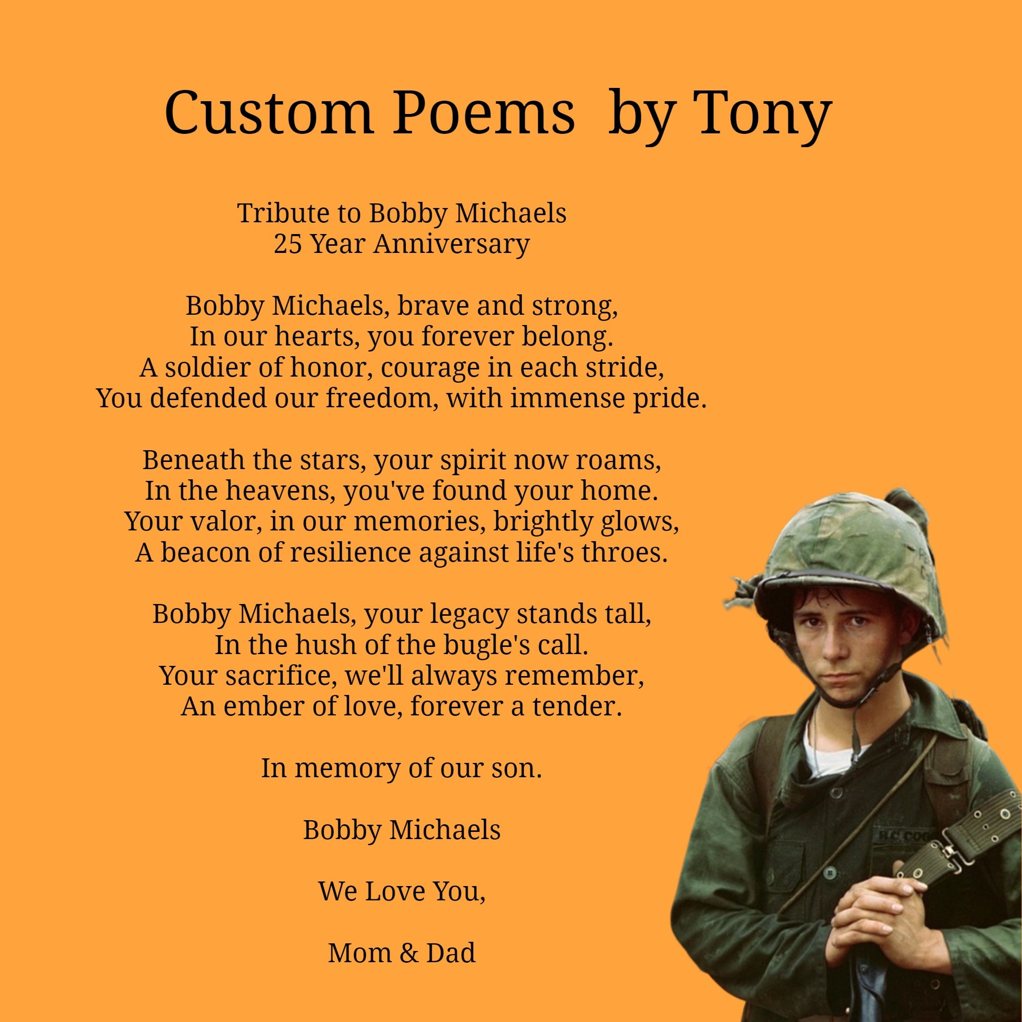 I Love You Tony Poem