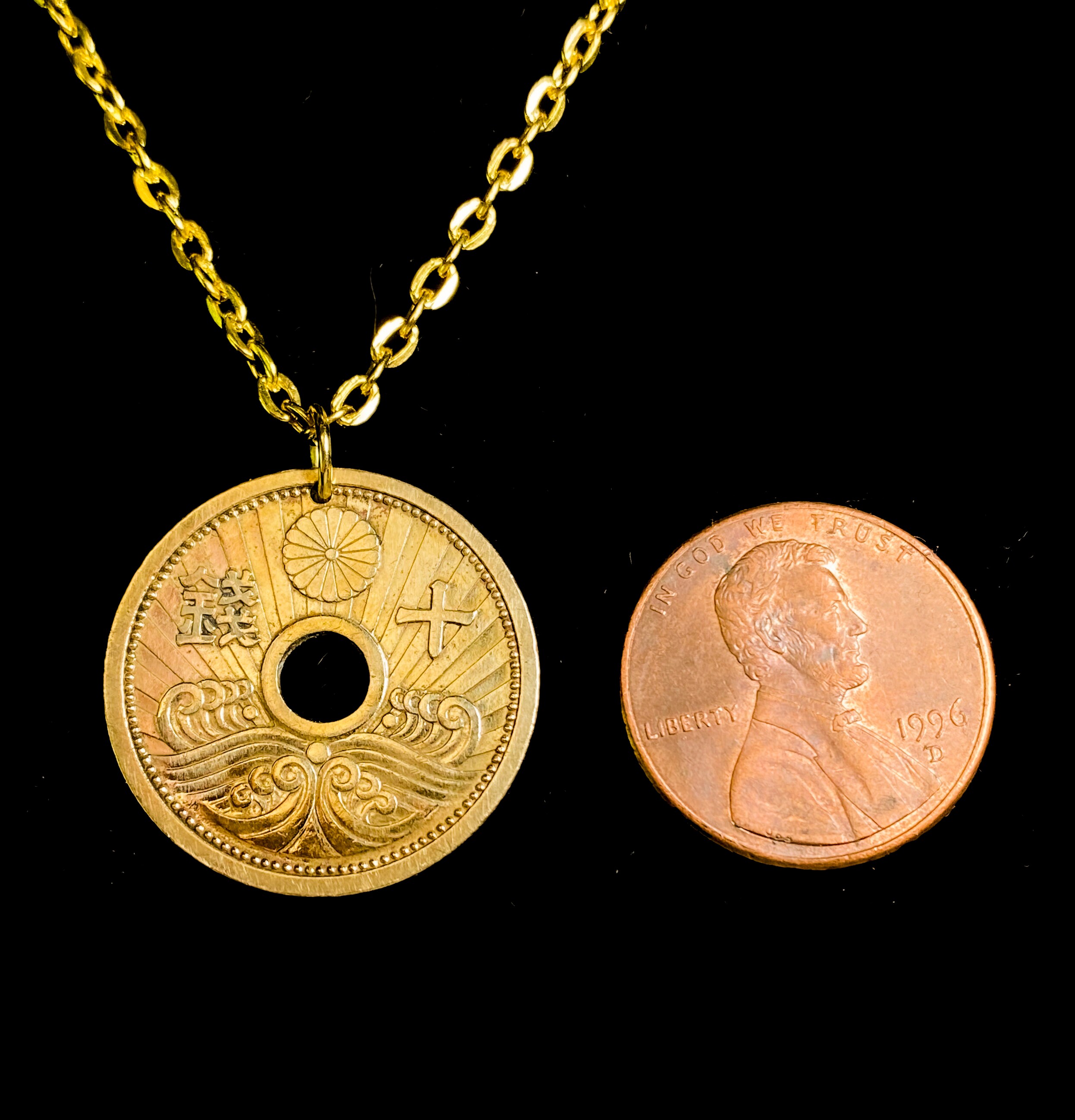 Vintage Japanese 10-sen Pendant - Etsy