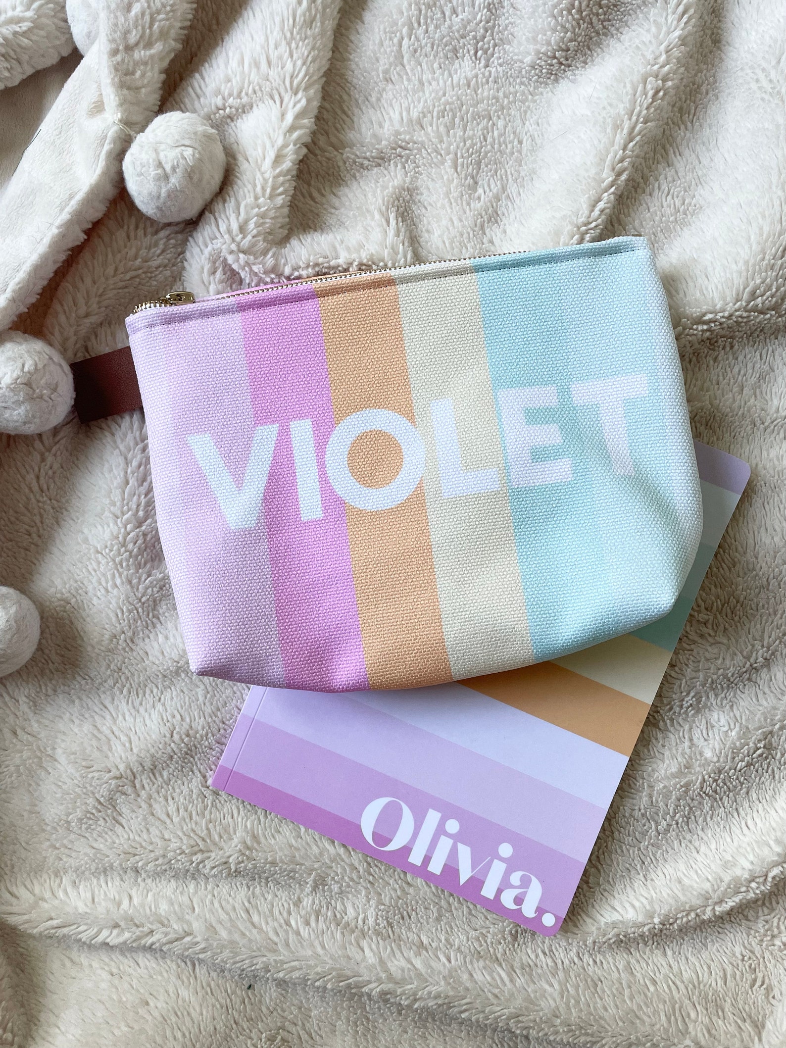 Personalized Cosmetic Bag Rainbow Custom Pouch Terrazzo Tween - Etsy