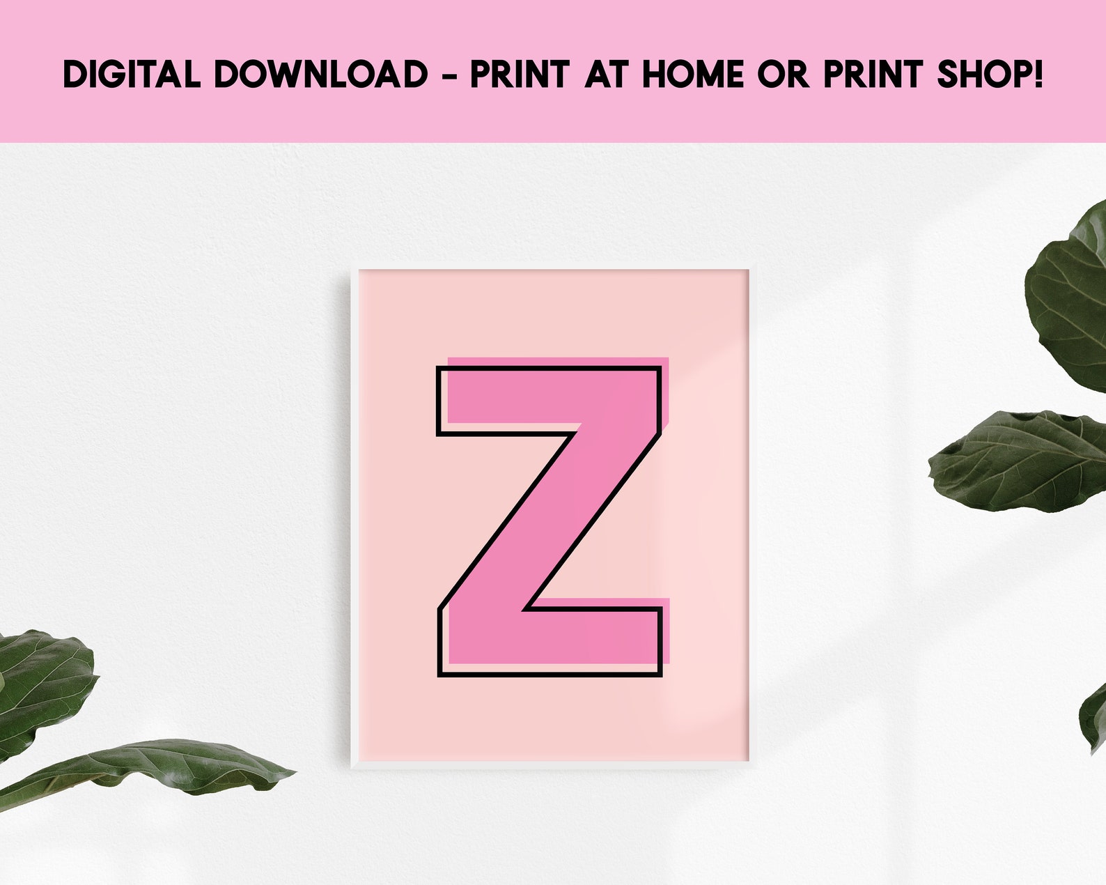 Printable Monogram Wall Art Pink Tween Letter Name Poster | Etsy