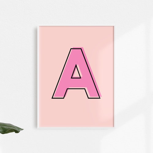 Printable Monogram Wall Art Pink Tween Letter Name Poster - Etsy