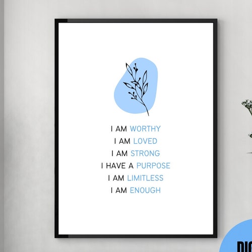 I Am Enough Self-love Positive Affirmation Printable Wall Art - Etsy