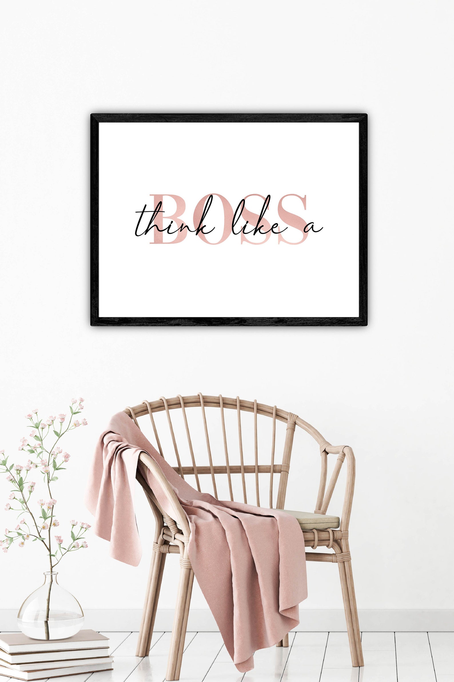 Think Like a Boss Printable Wall Art, Girl Boss Office Wall Decor ...