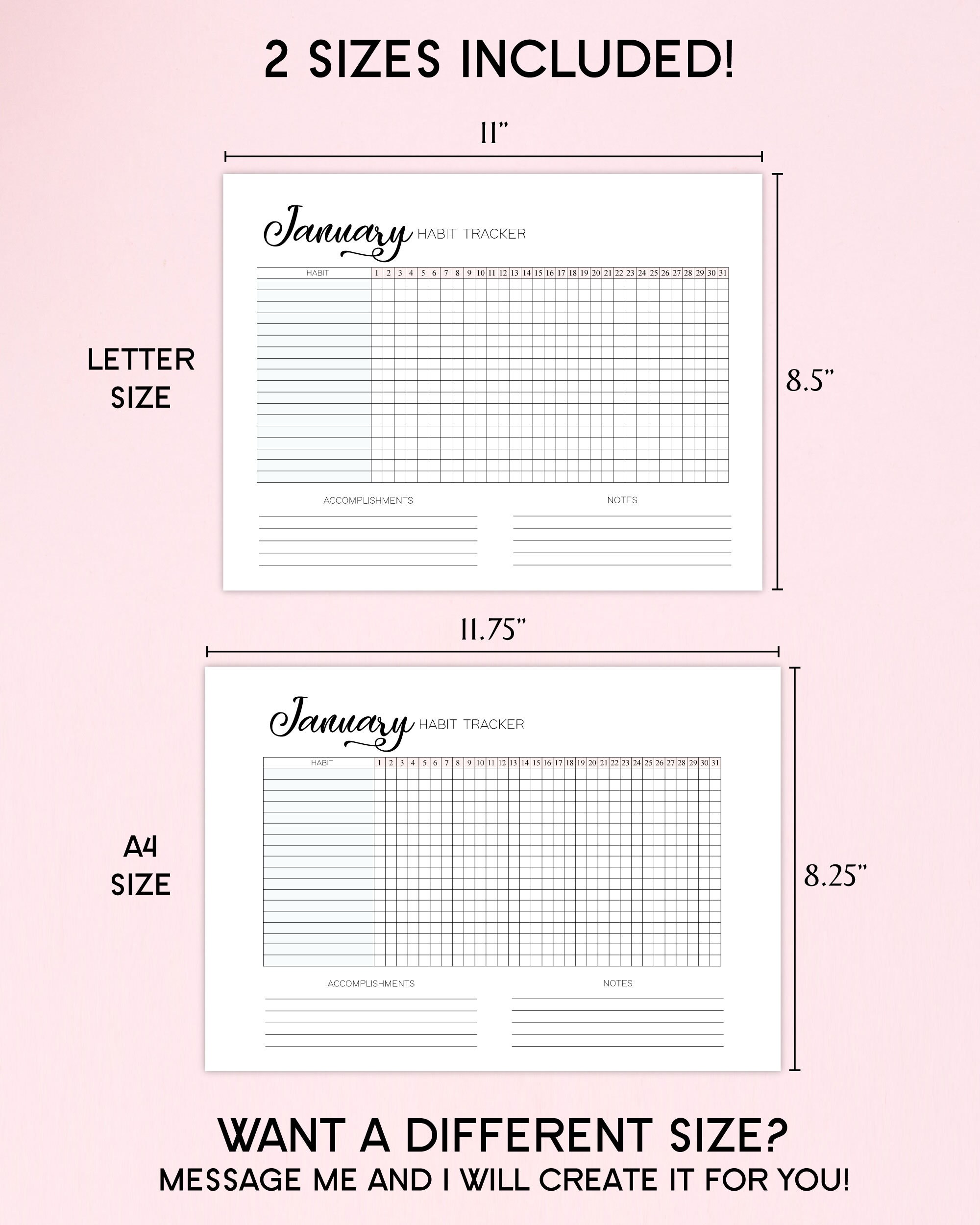 Monthly Habit Tracker Printable Initiative Tracker Daily | Etsy