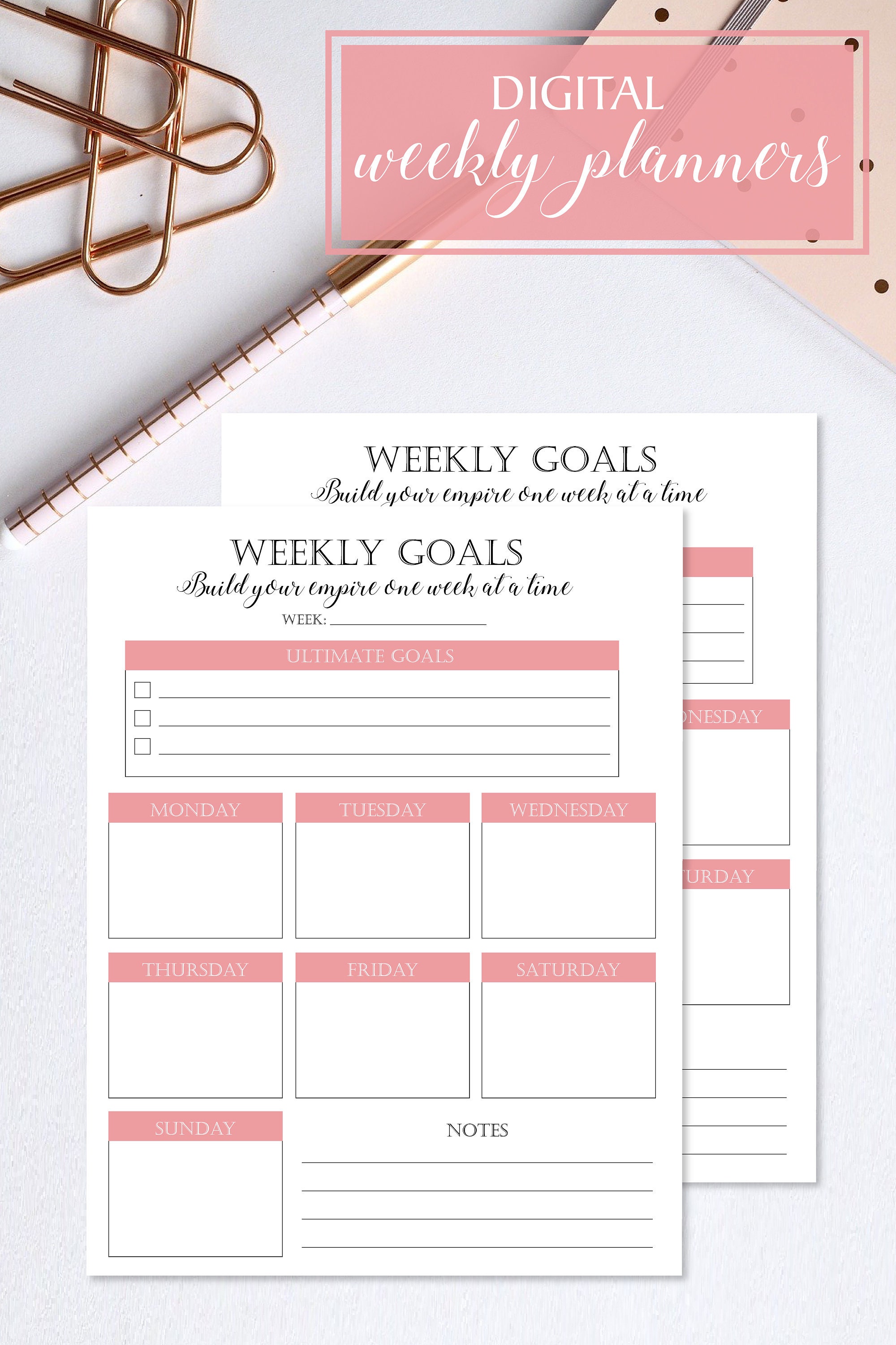 Undated Printable Planner Goal Planner Meal Planner | Etsy Canada