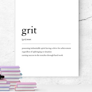 Grit Quote Definition Printable Wall Art, Girl Boss Office Wall Decor ...