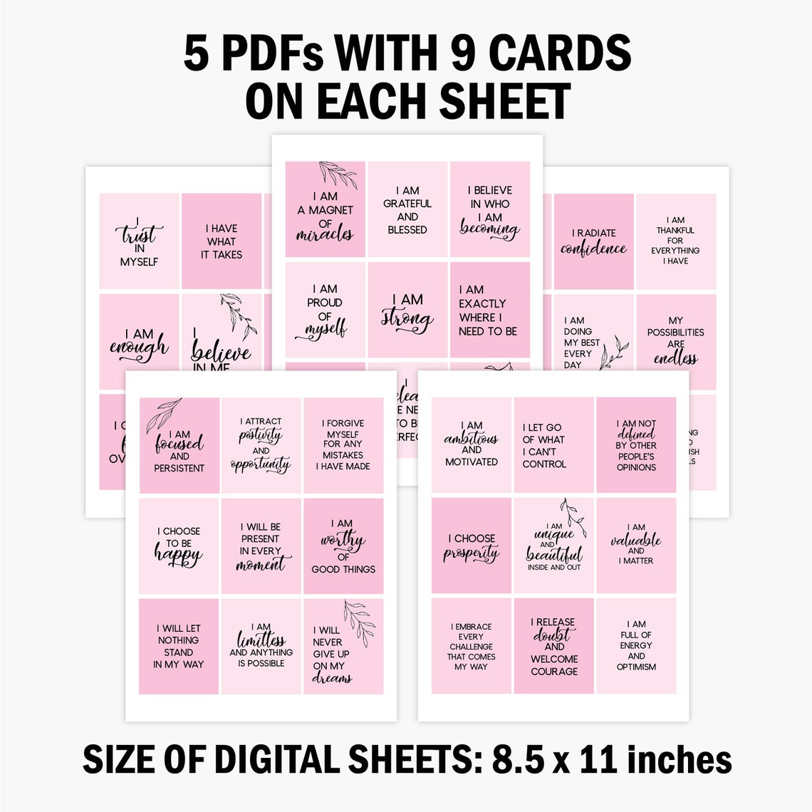 Positive Affirmation Card Deck Vision Board Printables Cards - Etsy