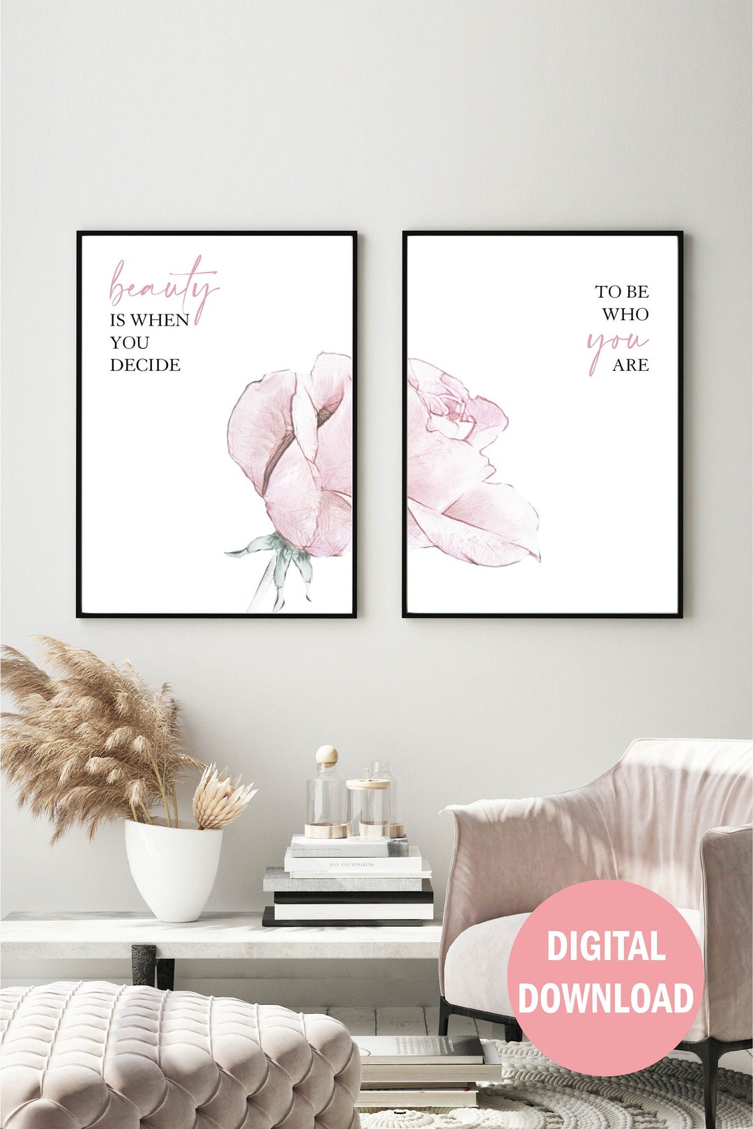 Be Yourself Printable Wall Art, Girl Boss Office Wall Decor, Love ...